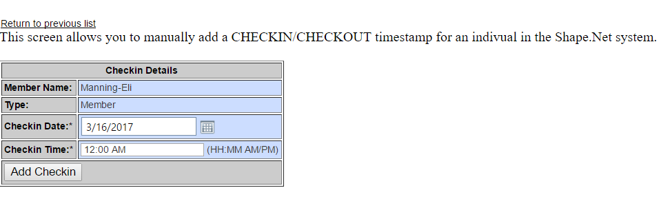Manual Checkins / Adding a Checkin – ShapeNetSoftware Knowledge Base