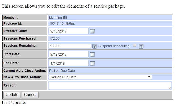 How to adjust a package session count – ShapeNetSoftware Knowledge Base